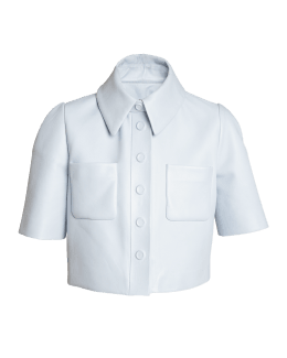 Loewe Leather Crop Collared Shirt | Neiman Marcus