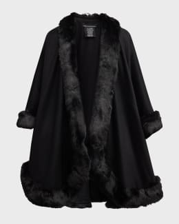 Sofia Cashmere Cashmere Cape With Faux Fur Trim | Neiman Marcus