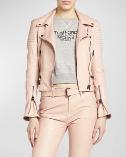 Salon 1884 Jane Leather Crop Moto Jacket | Neiman Marcus