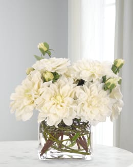 NDI Hydrangeas 14" Faux Floral Arrangement in Glass Cube | Neiman Marcus