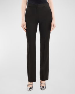 Theory Traceable Wool Slim Straight-Leg Trousers | Neiman Marcus