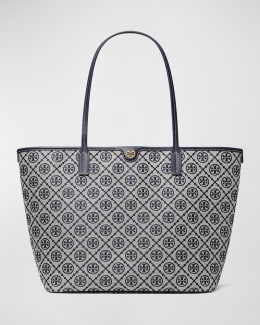 Small T Monogram Zip Canvas Tote Bag | Neiman Marcus