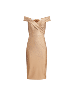 Jovani Off-Shoulder Bow-Embellished Midi Dress | Neiman Marcus