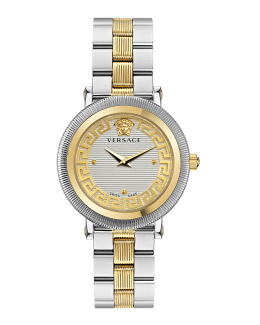 Versace 35mm Greca Time Watch with Bracelet Strap, Two-Tone | Neiman Marcus