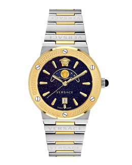 Versace V-Code Greca Two-Tone Bracelet Watch, 36mm | Neiman Marcus