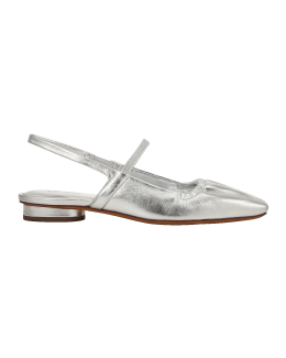 Veronica Beard Cecile Metallic Slingback Ballerina Flats | Neiman Marcus