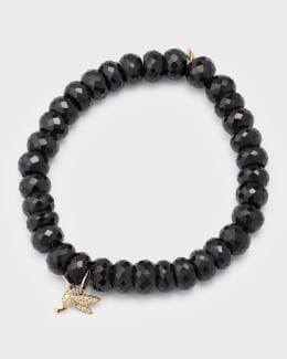 Sydney Evan Sun and Moon Medallion Charm on Round Lapis Beaded Bracelet ...