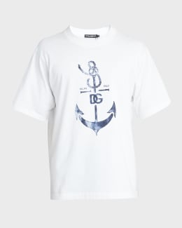 Dolce&Gabbana Men's Rubberized DG Logo T-Shirt | Neiman Marcus