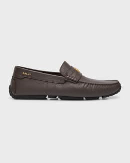 Bally Men's Palven Pilot Grained Leather Drivers | Neiman Marcus