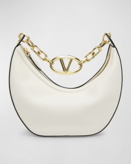 Valentino Garavani Mini VLOGO Moon Leather Hobo Bag | Neiman Marcus