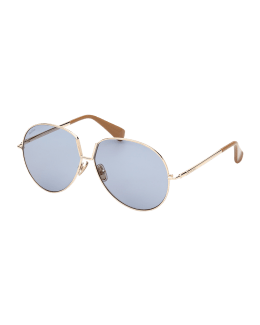 Max Mara Design 8 Mirrored Metal Aviator Sunglasses | Neiman Marcus