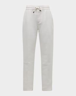 Canali Men's Linen-Blend Drawstring Pants | Neiman Marcus