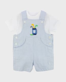 Florence Eiseman Boy's Seersucker Shortall W/ Submarine & T-Shirt, Size ...