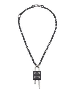 Givenchy Men's Leather 4G-Lock Pendant Necklace | Neiman Marcus