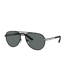 Prada Men's Metal Double Bridge Pilot Sunglasses | Neiman Marcus
