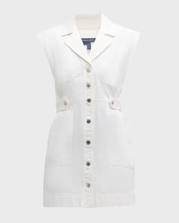 Veronica Beard Mckinley Button-Front Denim Mini Dress | Neiman Marcus