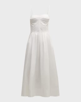 SIMKHAI Kenlie Mixed Media Bubble Midi Dress | Neiman Marcus