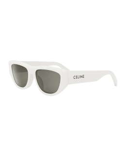 Celine Triomphe Sleek Red Acetate Cat-Eye Sunglasses | Neiman Marcus