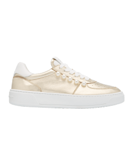Vince Gabi Metallic Leather Low-Top Sneakers | Neiman Marcus