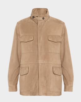 dunhill Men's Suede Shirt Jacket | Neiman Marcus