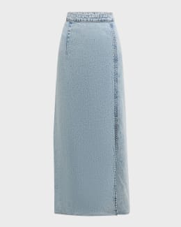 Alice + Olivia Marissa High-Rise Denim Maxi Skirt | Neiman Marcus