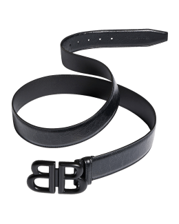 Balenciaga Men's BB-Logo Leather Belt | Neiman Marcus