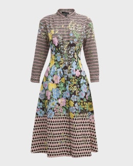 Rickie Freeman for Teri Jon Tiered Floral-Print Midi Shirtdress ...