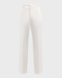 Traceable Wool Slim Straight-Leg Trousers | Neiman Marcus