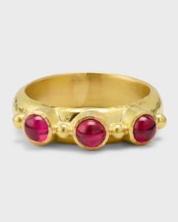 Elizabeth Locke 19K Yellow Gold 3 Green Tsavorite Flat Ribbon Stack ...