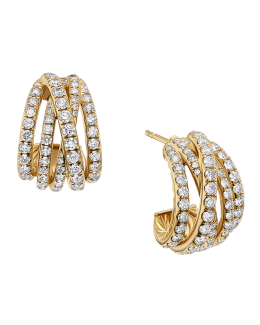 David Yurman Pave Crossover Hoop Earrings with Diamonds in 18K Gold ...