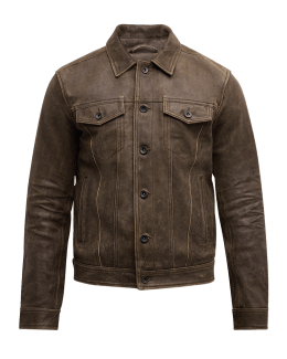 Andrew Marc Men's Lindley Leather Bomber Jacket | Neiman Marcus