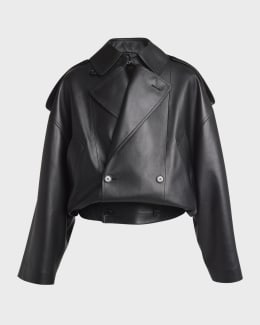 Versace Art Denver Plonge Leather Moto Jacket | Neiman Marcus