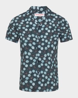 FRAME Men's Vintage-Print Camp Shirt | Neiman Marcus