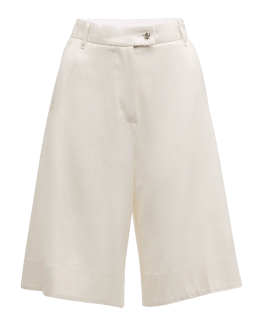 Lafayette 148 New York Degraw Pleated Wide-Leg Shorts | Neiman Marcus