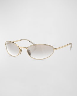 Prada Rimless Mixed-Media Round Sunglasses | Neiman Marcus
