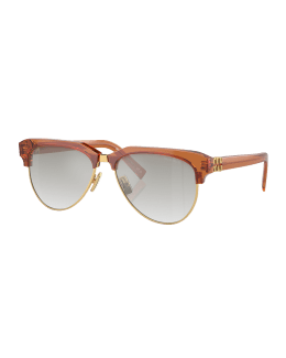 Miu Miu Clear Metal Aviator Sunglasses | Neiman Marcus