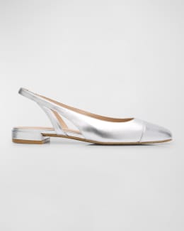 Veronica Beard Cecile Metallic Slingback Ballerina Flats | Neiman Marcus