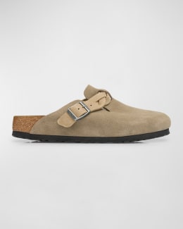 BIRKENSTOCK Boston Suede Buckle Slide Clogs | Neiman Marcus