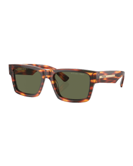 Prada Men's Double-Bridge Acetate Rectangle Sunglasses | Neiman Marcus