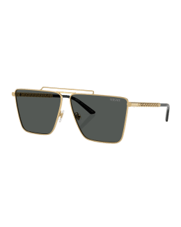 Dolce&Gabbana Men's dg2303 Double-Bridge Metal Aviator Sunglasses ...