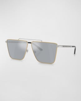 Versace Men's Double-Bridge Metal Aviator Sunglasses | Neiman Marcus