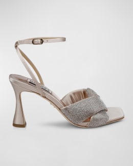 Badgley Mischka Cameryn Embellished Mesh Ankle-Strap Sandals