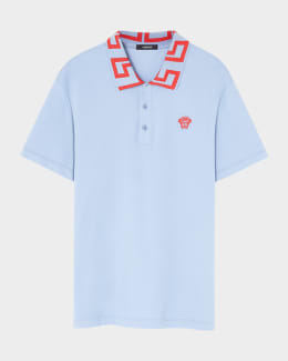 Versace Men's Greca-Collar Polo Shirt | Neiman Marcus