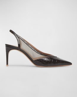 Vince Bianca Croco Kitten Slingback Pumps | Neiman Marcus