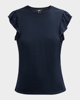 Veronica Beard Akeela Ruffle Sleeve Tee | Neiman Marcus