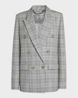 Balmain 6-Button Crepe Double-Breasted Jacket | Neiman Marcus