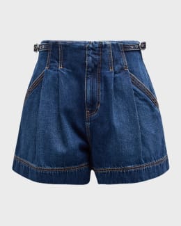 Ganni Long Laser Denim Shorts | Neiman Marcus