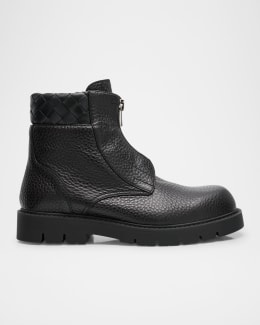 Bottega Veneta Men's Lug-Sole Woven Leather Ankle Boots Bottega Veneta Men's Lug-Sole Woven Leather Ankle Boots