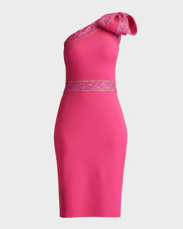 Tadashi Shoji Pleated Bodycon Ruffle Dress | Neiman Marcus