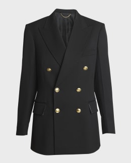 Balmain 6-Button Crepe Double-Breasted Jacket | Neiman Marcus